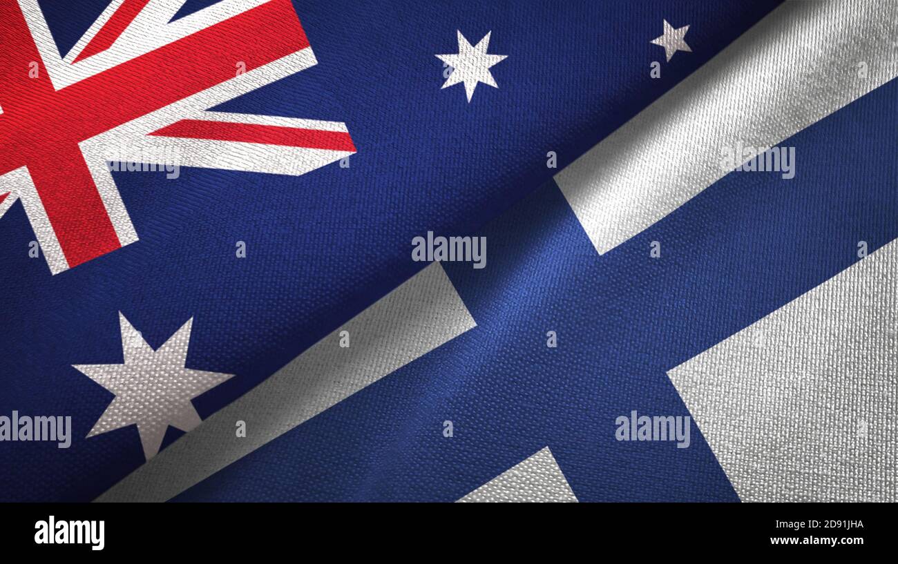 Australia and Finland two flags textile cloth, fabric texture Stock ...