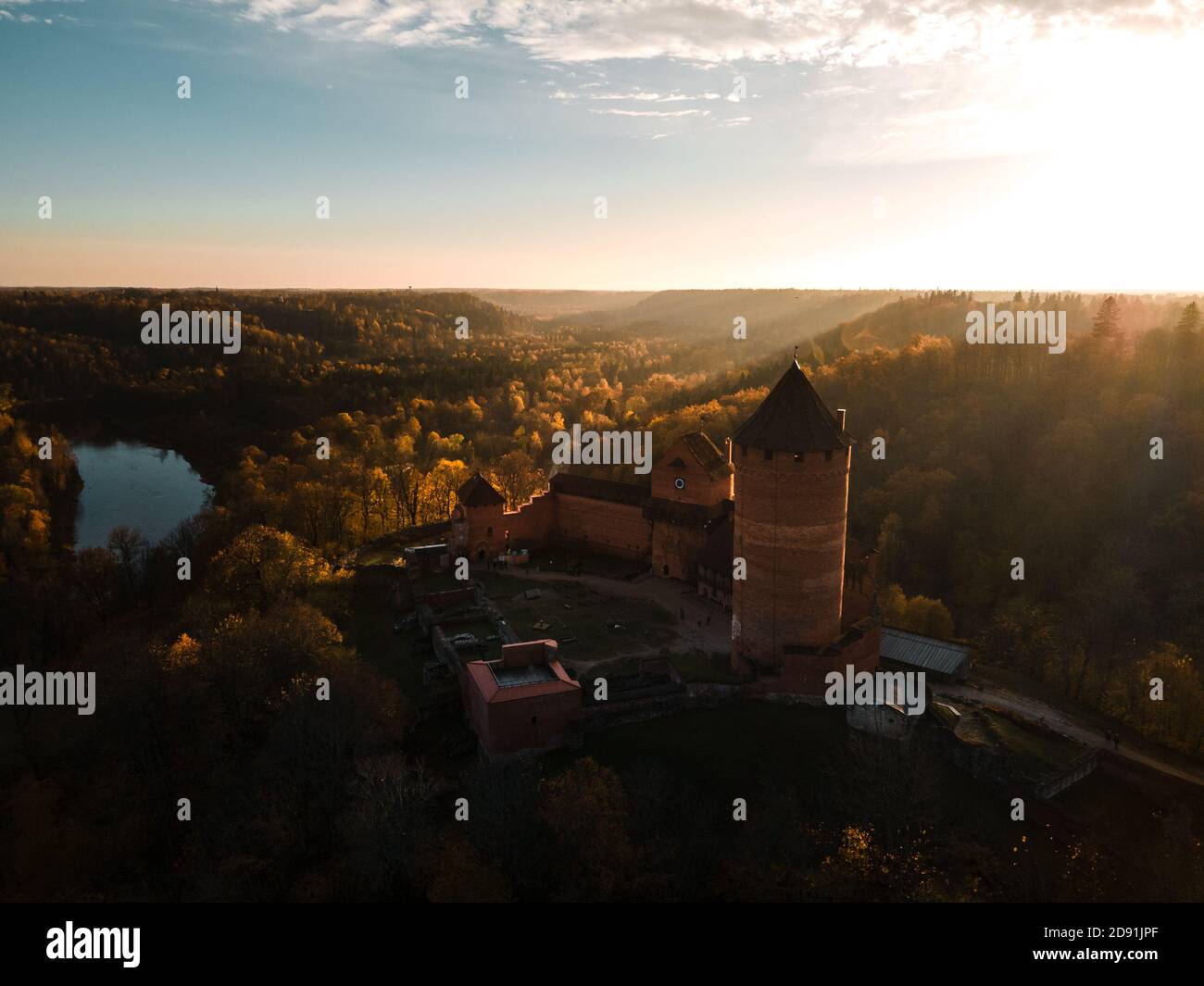 Panoramic autumn aerial view of Turaida castle Stock Photo - Alamy
