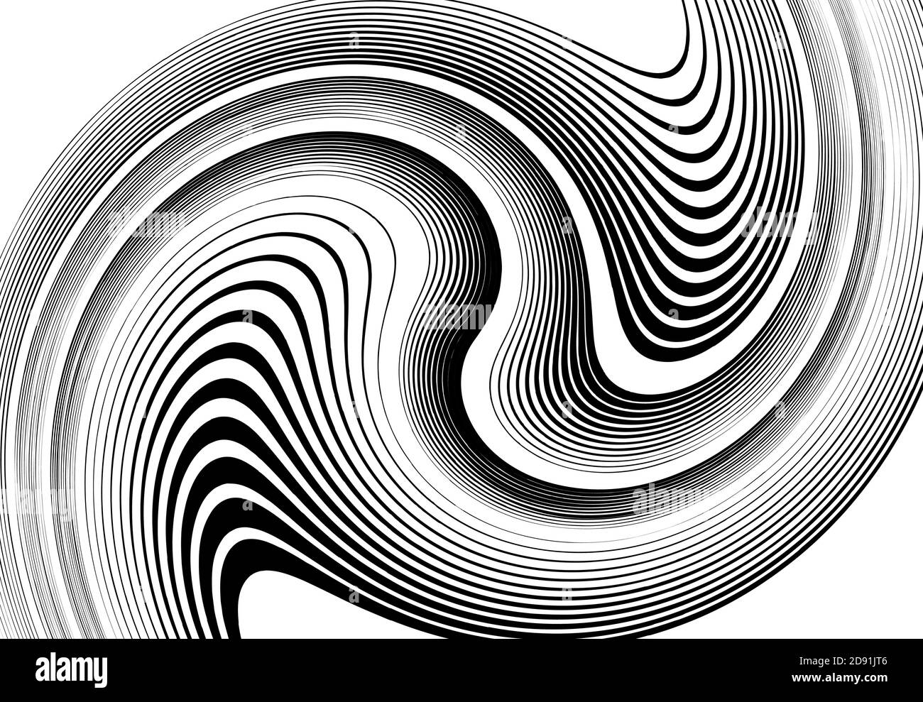 Twist, vortex lines, stripes. Wavy, waving concentric strips and ...