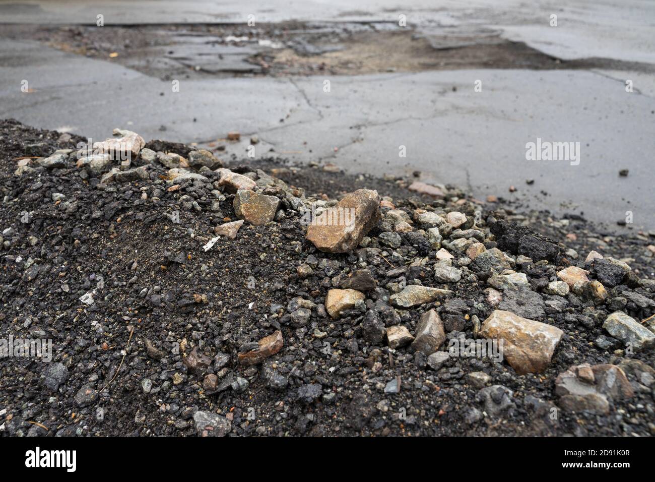 Preparation for cladding and partial repair of bad roads Stock Photo ...