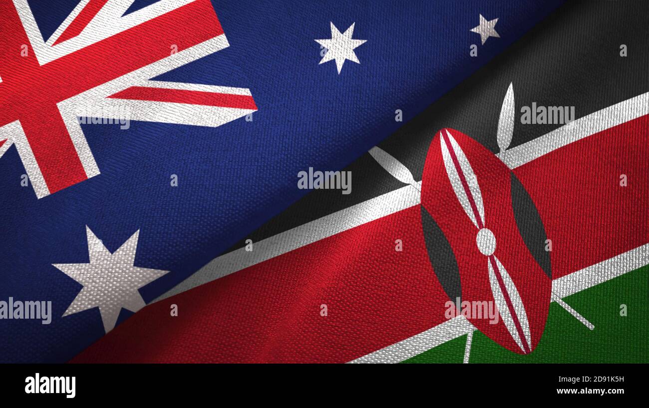 Australia and Kenya two flags textile cloth, fabric texture Stock Photo ...