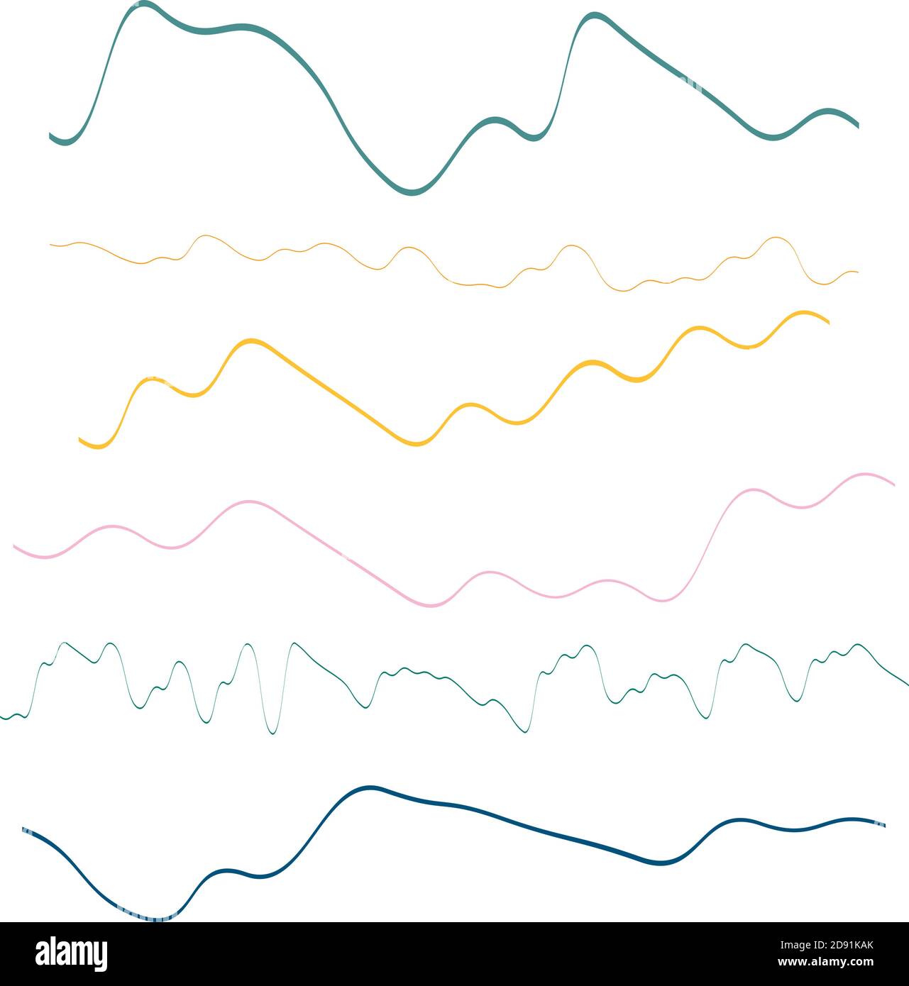 Irregular, random Wiggling, Squiggle waving, wavy lines, stripe set. Lines with billow, undulate ...