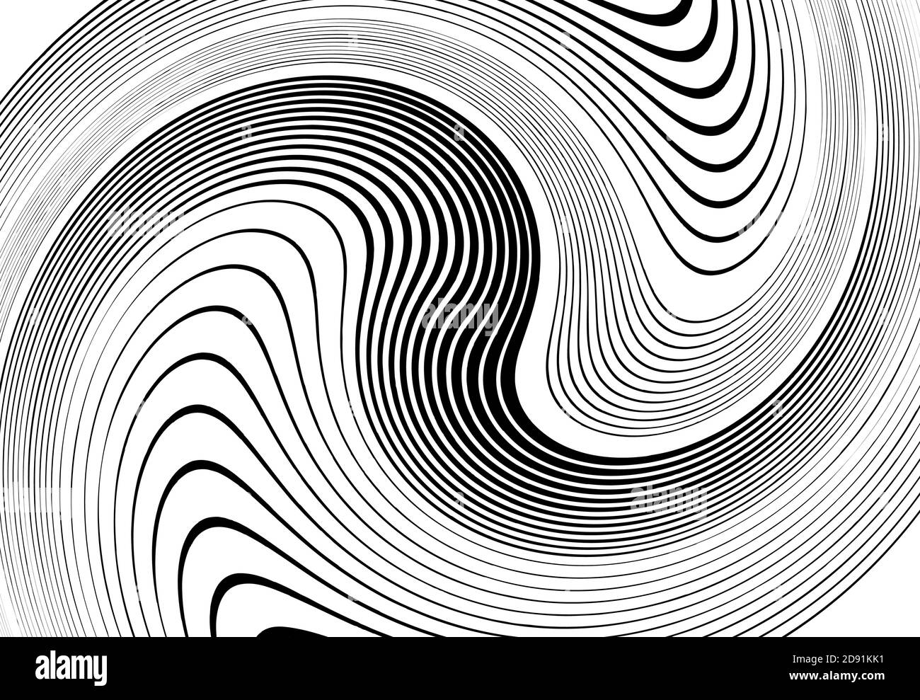 Twist, vortex lines, stripes. Wavy, waving concentric strips and ...