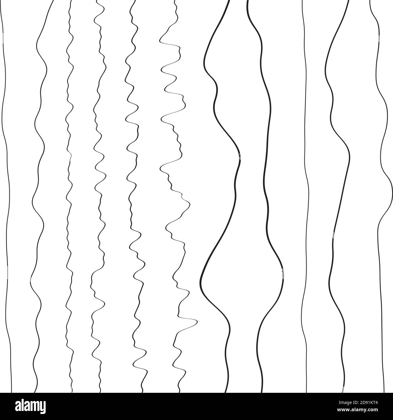 Irregular, random Wiggling, Squiggle waving, wavy lines, stripe set. Lines with billow, undulate ...