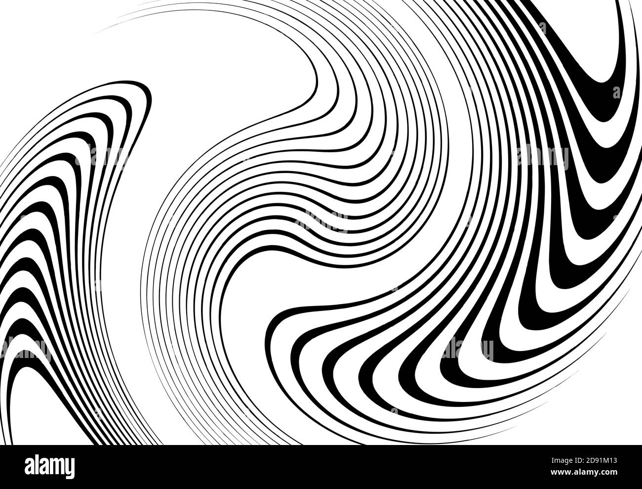 Twist, vortex lines, stripes. Wavy, waving concentric strips and ...