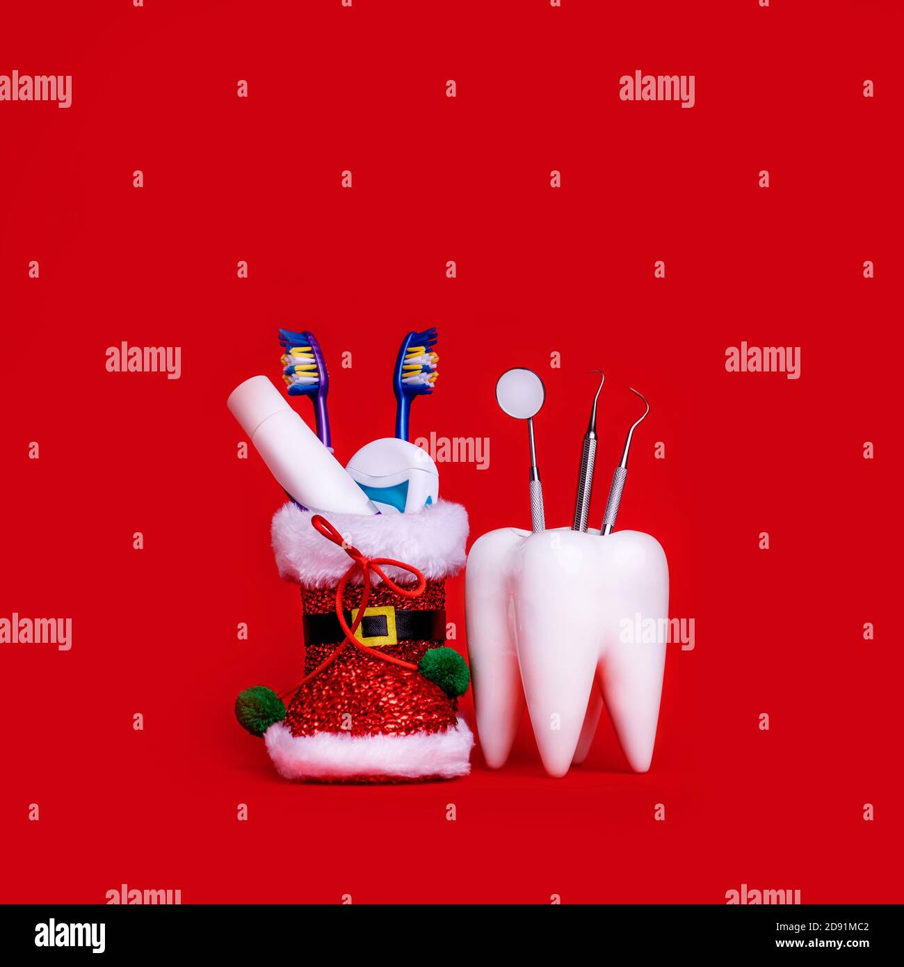 Dental Care Dentist Merry Christmas Card Tooth Model Santa's shoe With ...