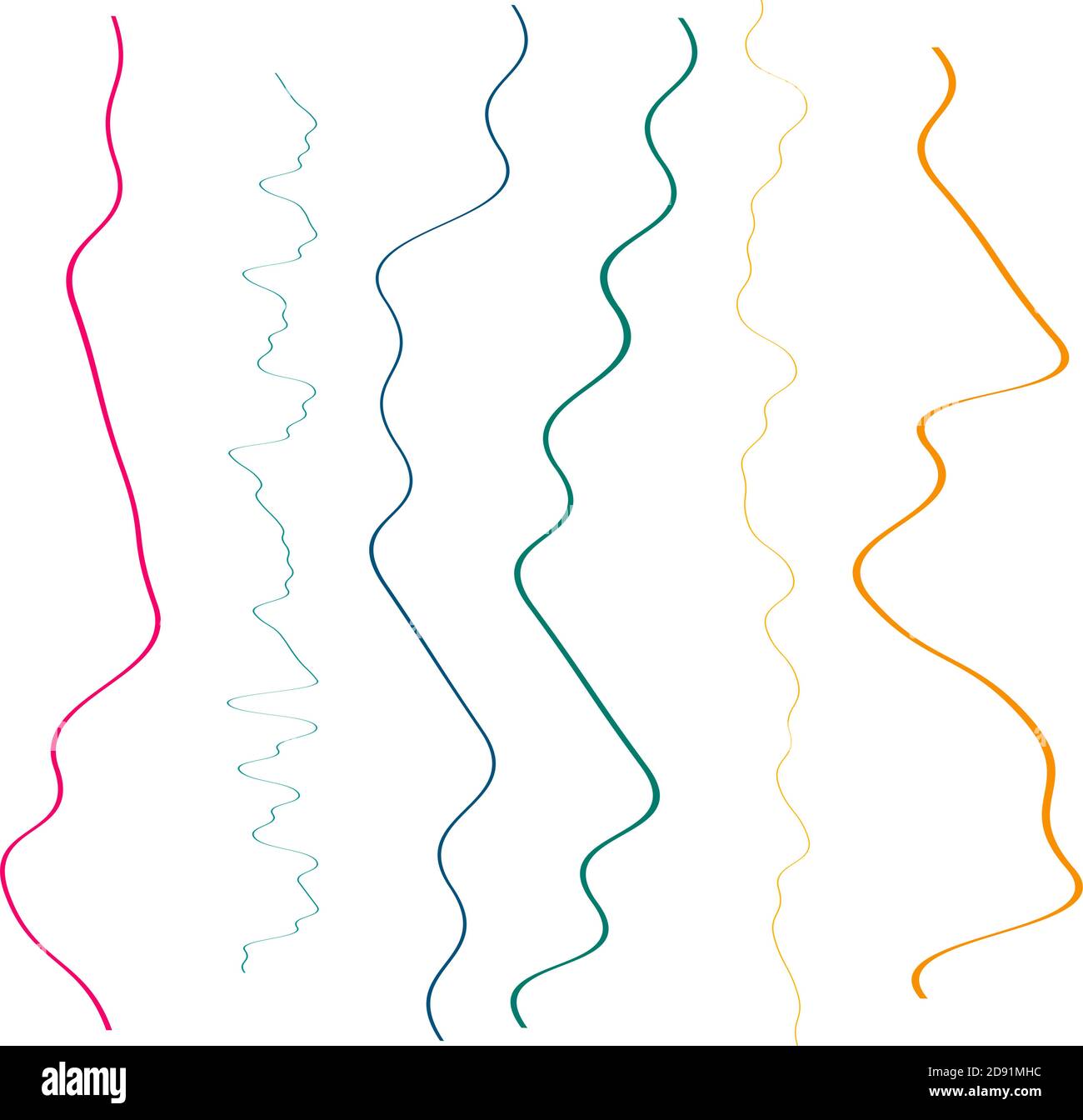 Irregular, random Wiggling, Squiggle waving, wavy lines, stripe set. Lines with billow, undulate ...