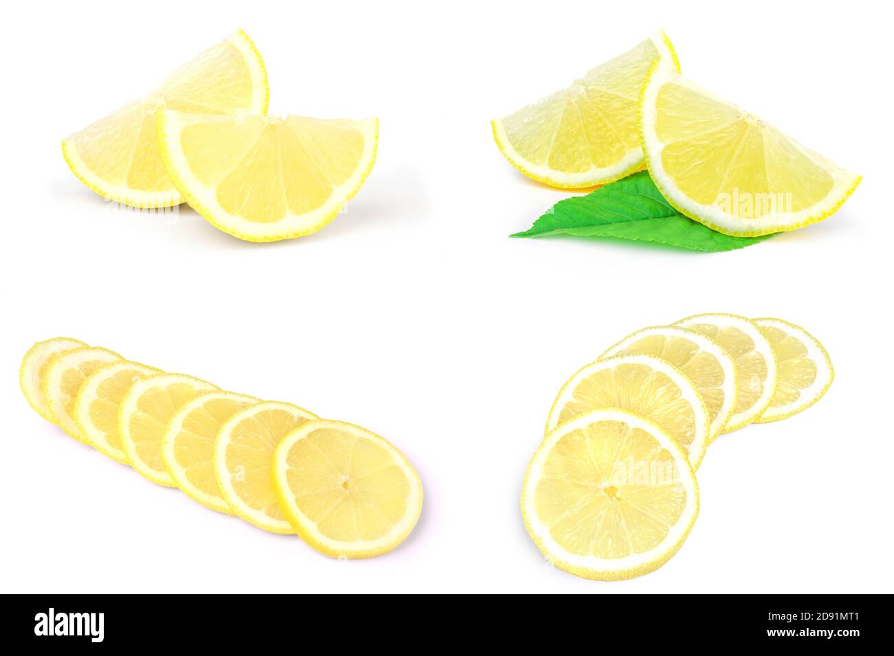 Collage of lemons isolated on a white background with clipping path ...