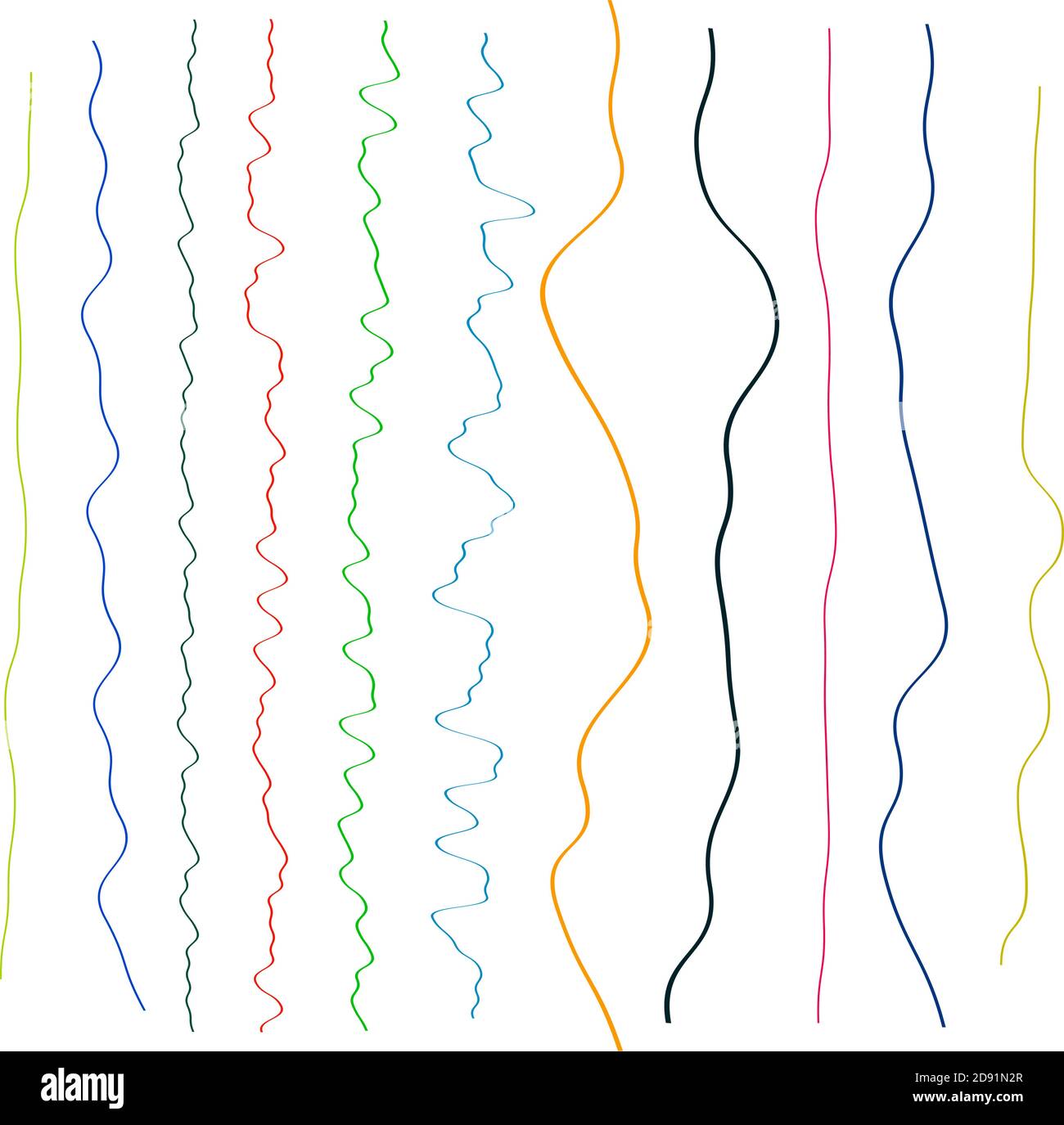 Irregular, random Wiggling, Squiggle waving, wavy lines, stripe set ...