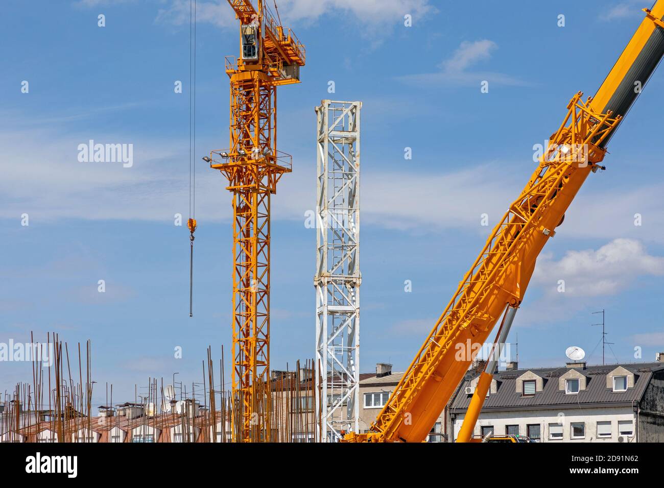 Self Building Crane at Construction Site in City Stock Photo - Alamy