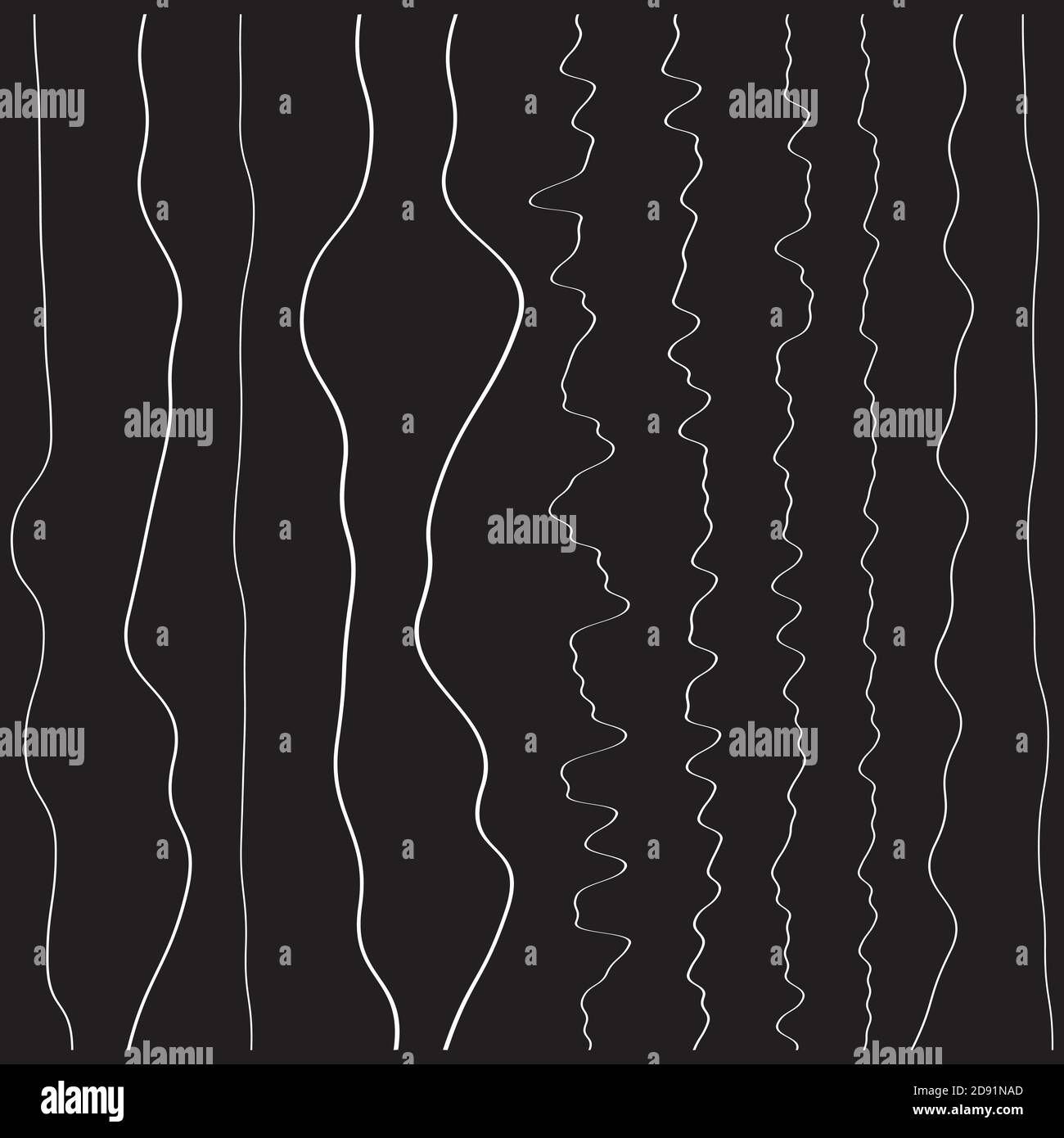 Irregular, random Wiggling, Squiggle waving, wavy lines, stripe set. Lines with billow, undulate ...