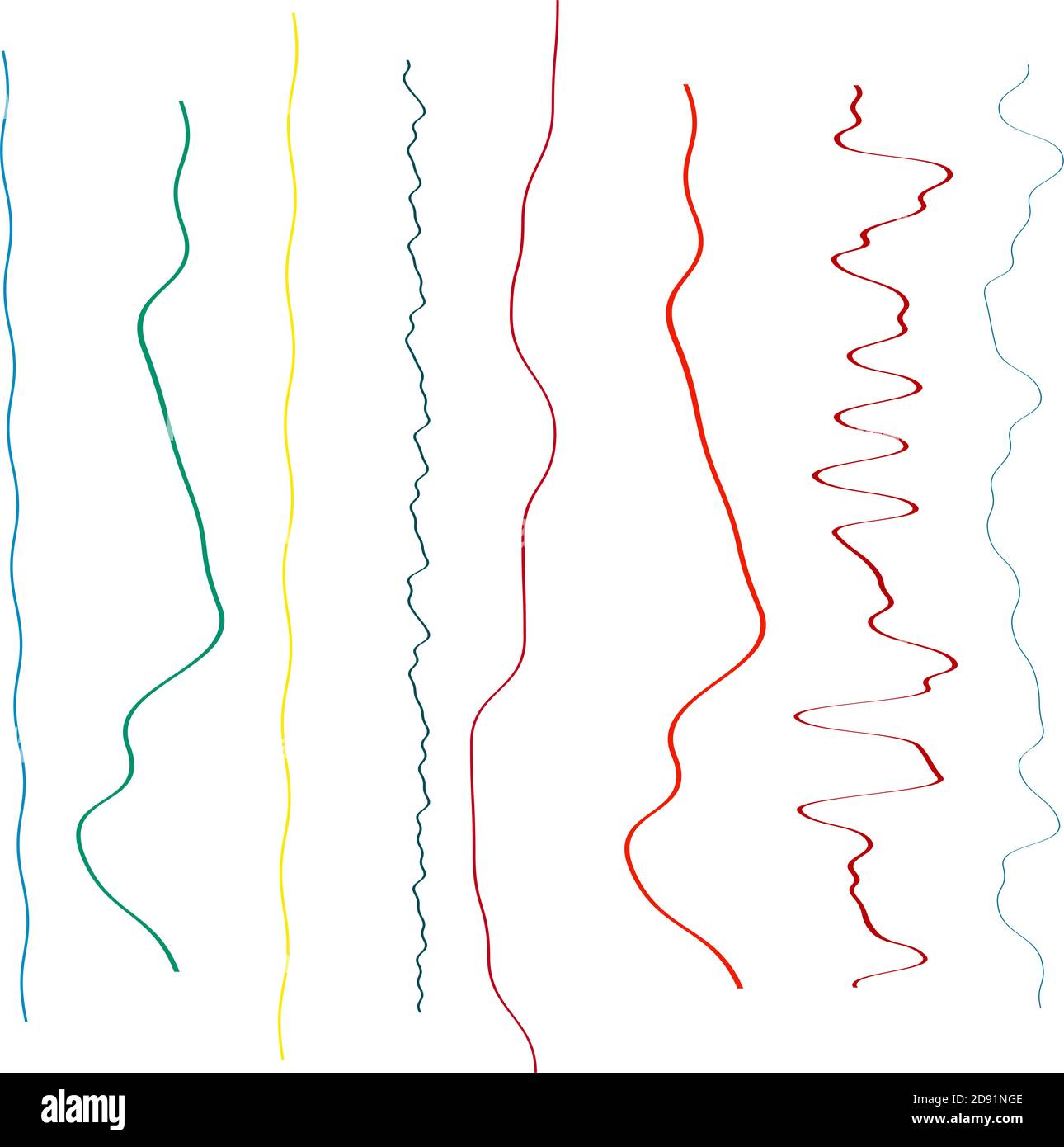 Irregular, random Wiggling, Squiggle waving, wavy lines, stripe set ...