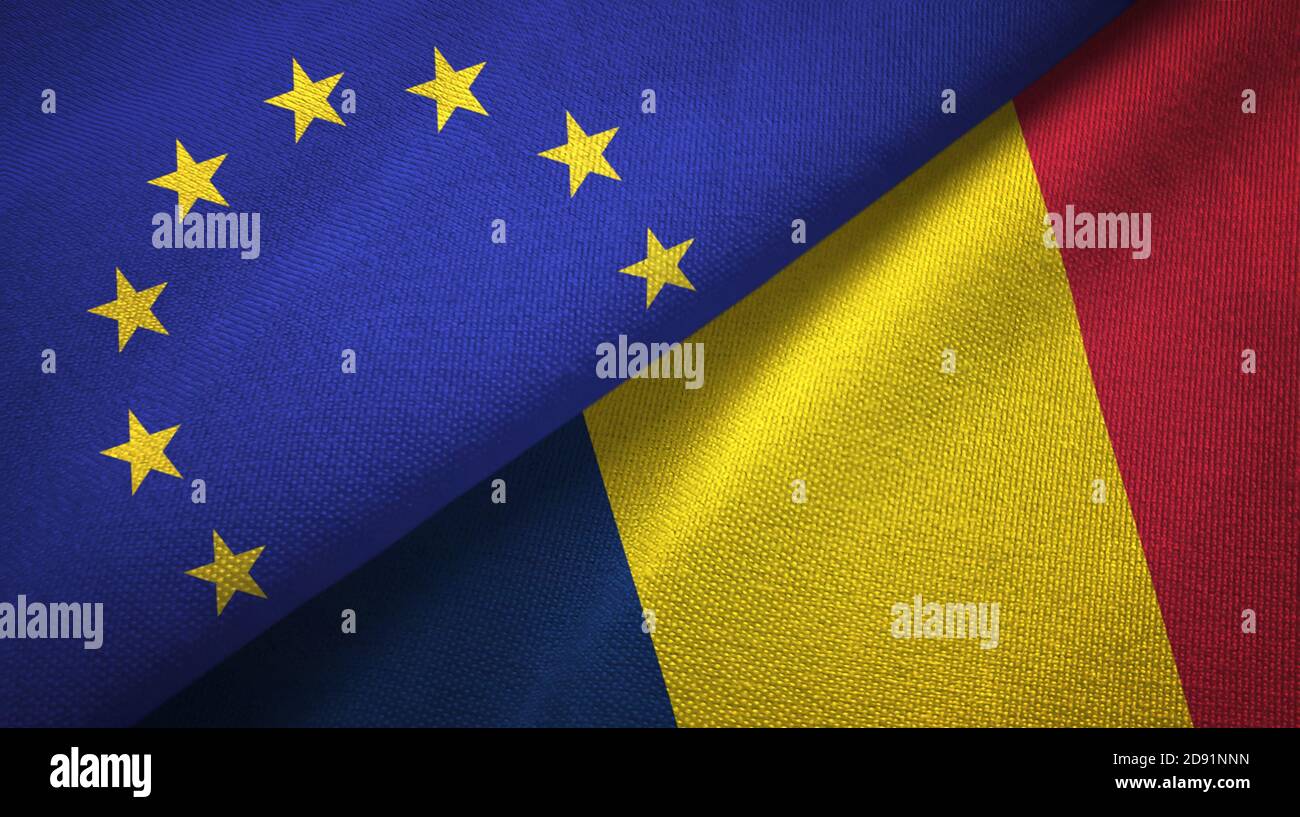 European Union and Chad two flags textile cloth, fabric texture Stock ...