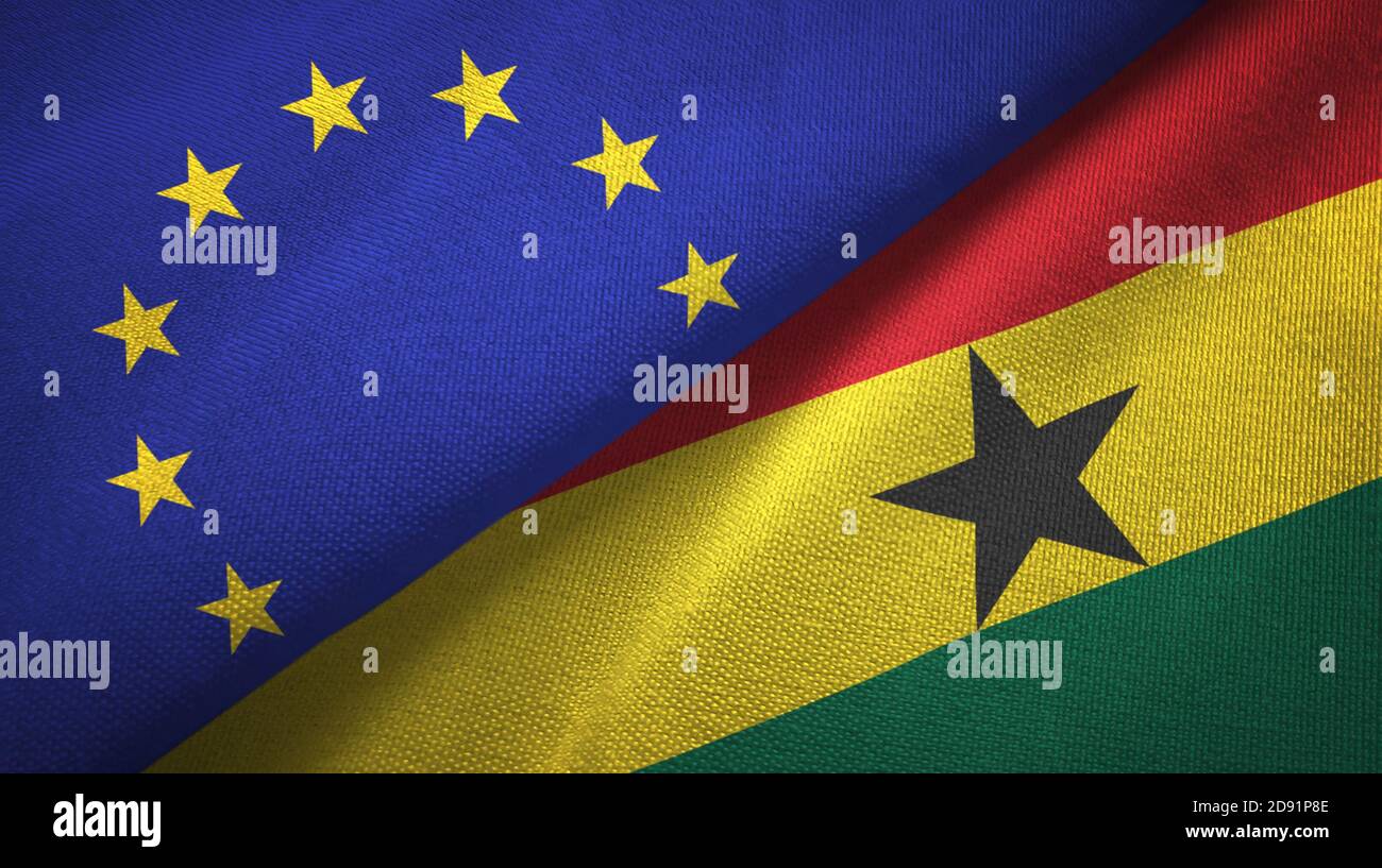 European Union and Ghana two flags textile cloth, fabric texture Stock ...