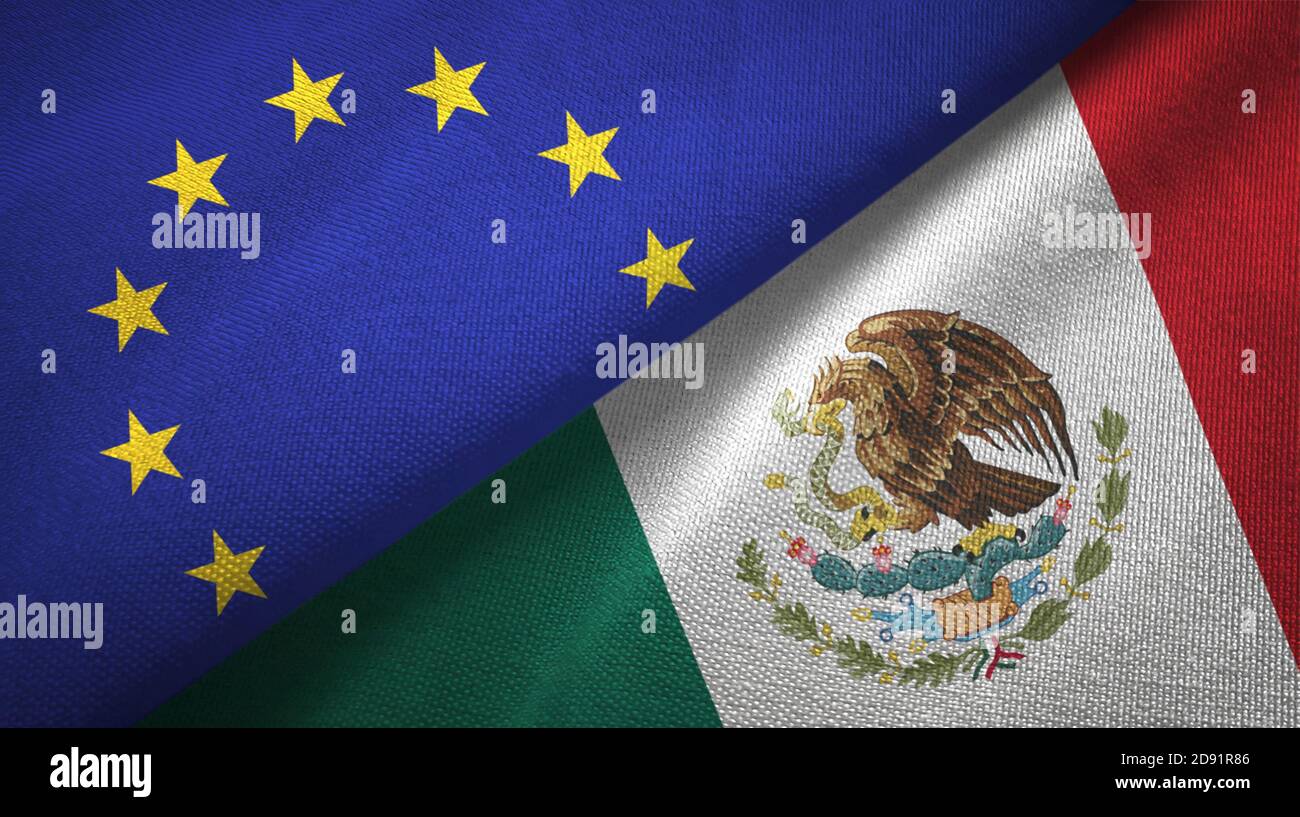 European Union and Mexico two flags textile cloth, fabric texture Stock ...