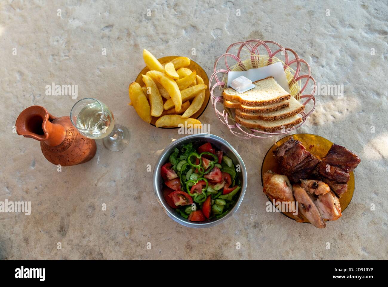 Traditional Cypriot Souvlakia barbecued meal consisting of pork and ...