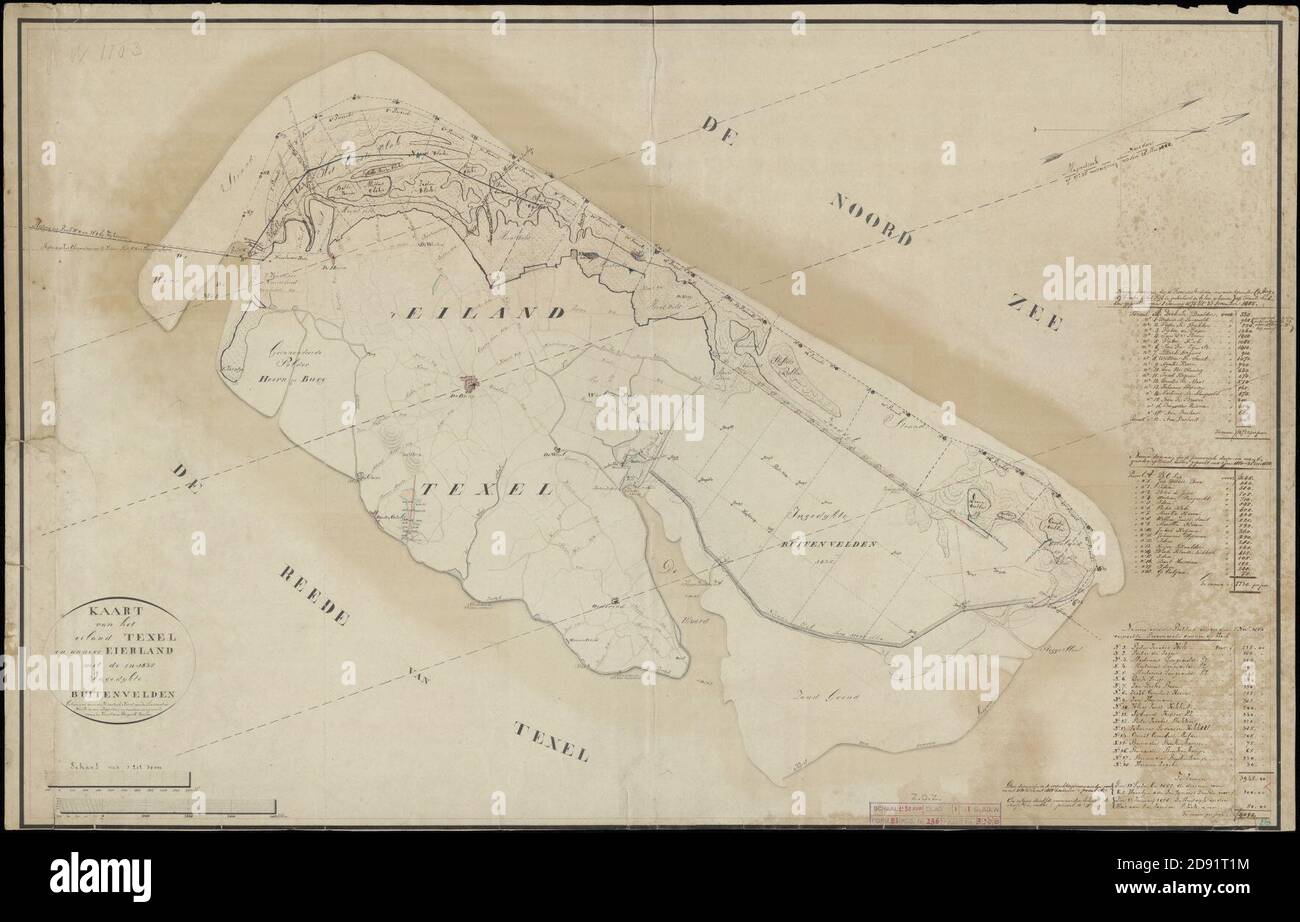 Kaart van het eiland Texel en annexe Eierland met den in 1835 gedijkte ...