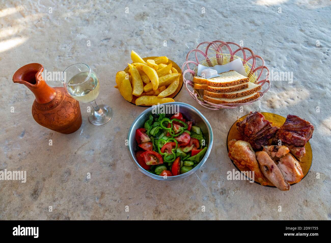 Traditional Cypriot Souvlakia barbecued meal consisting of pork and ...