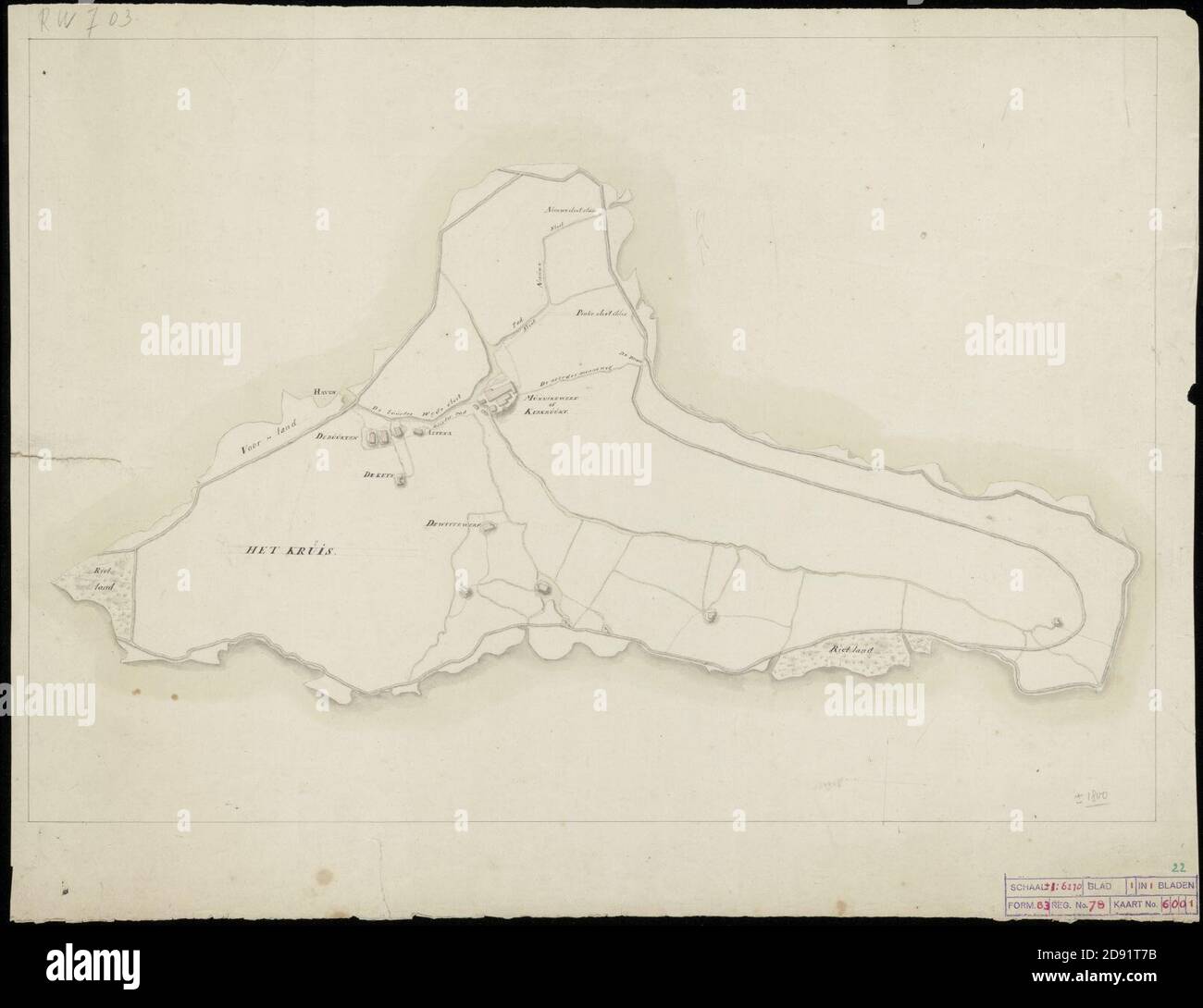 Kaart van het eiland Marken. Kleur. 41,50 x 59,50 cm Stock Photo - Alamy