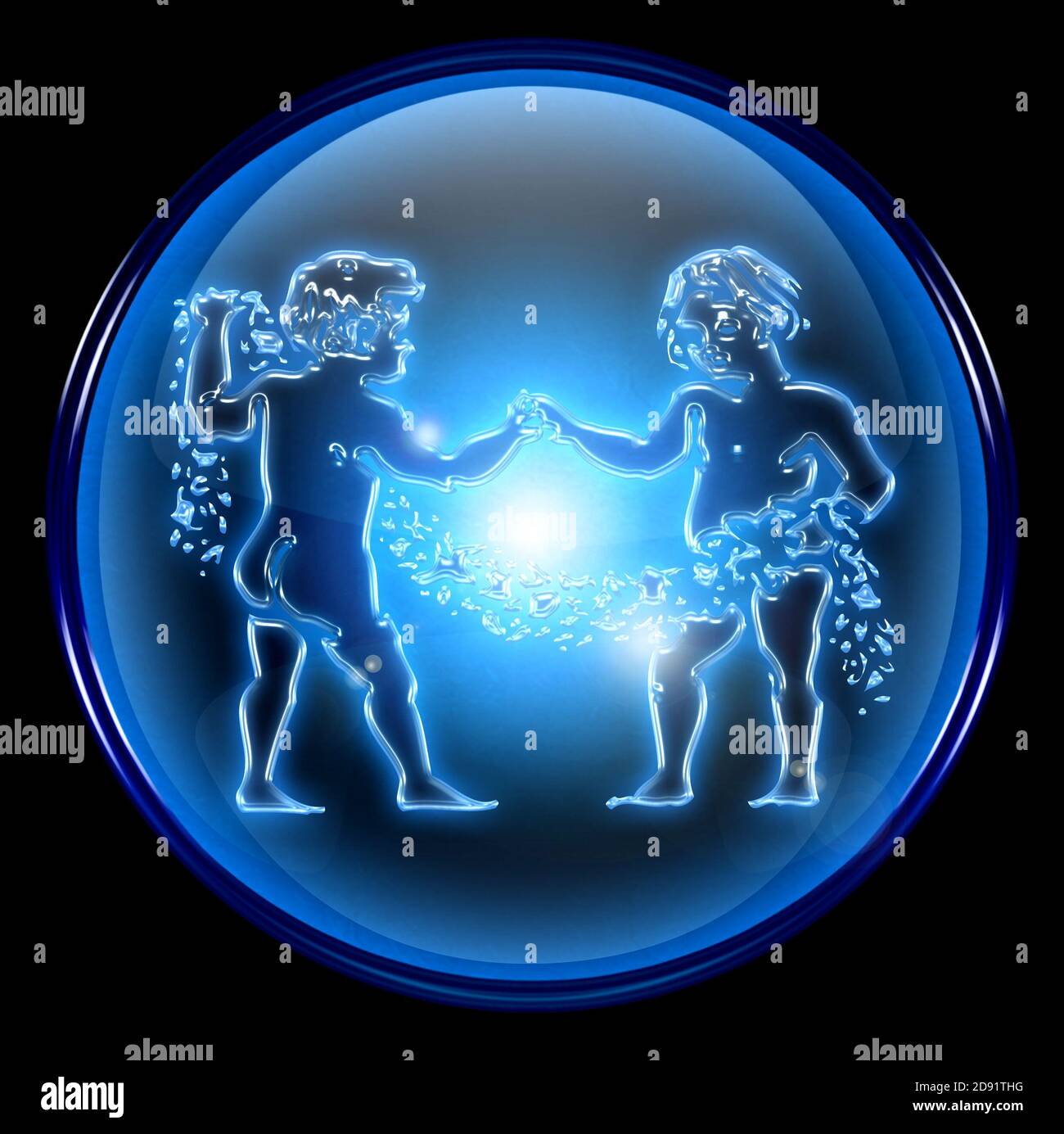 Gemini zodiac button icon, isolated on black background Stock Photo - Alamy