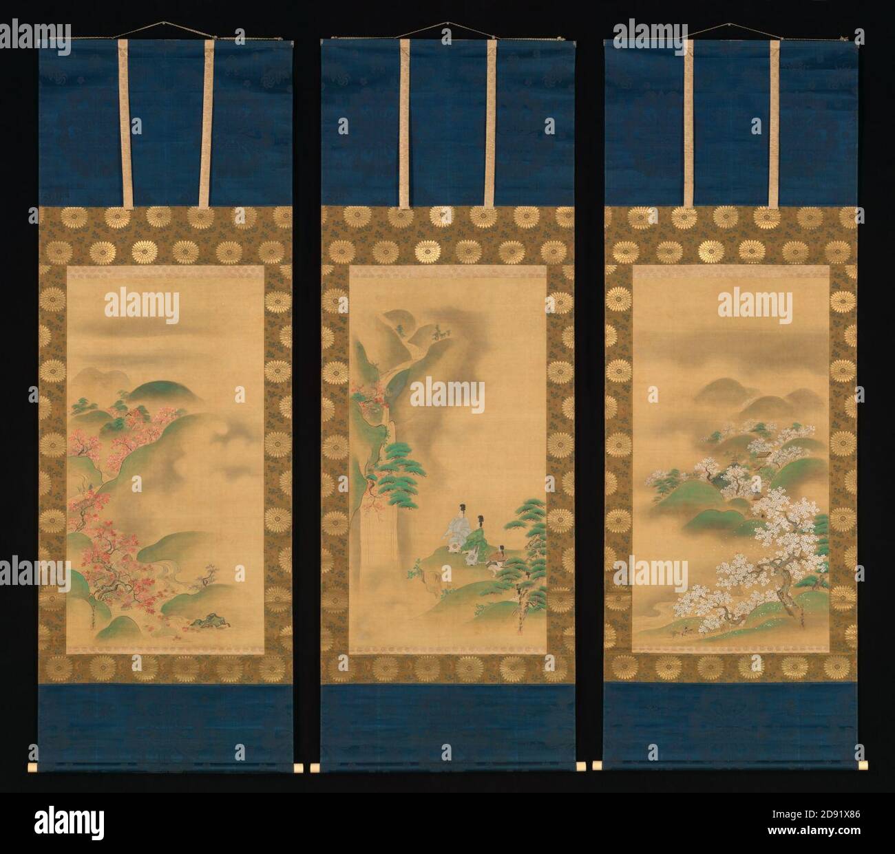 Kano Tsunenobu - Nunobiki Waterfall, Mount Yoshino, and Tatsuta River ...