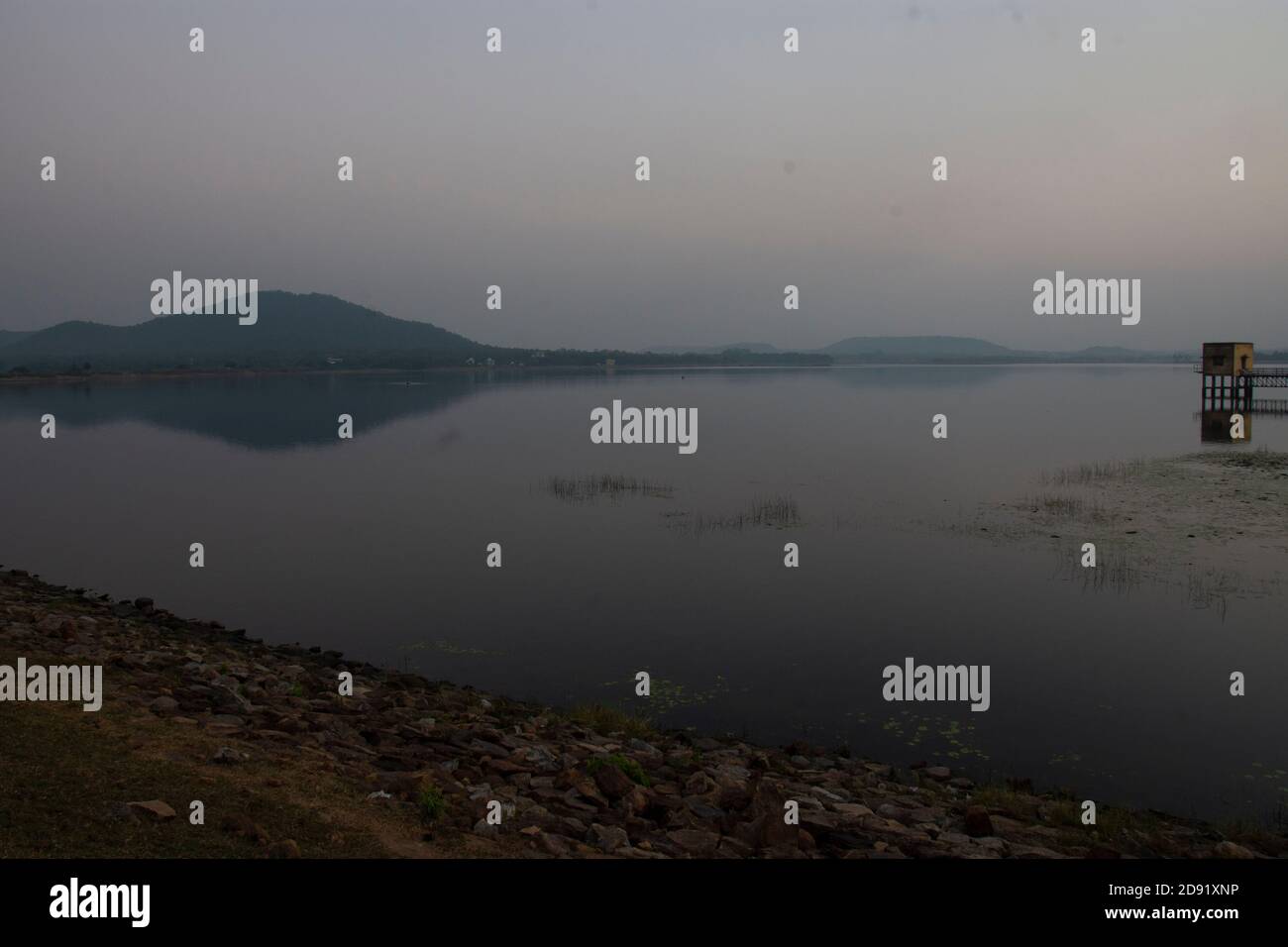 view of Baranti lake at time of sunset.Baranti is a small tribal ...
