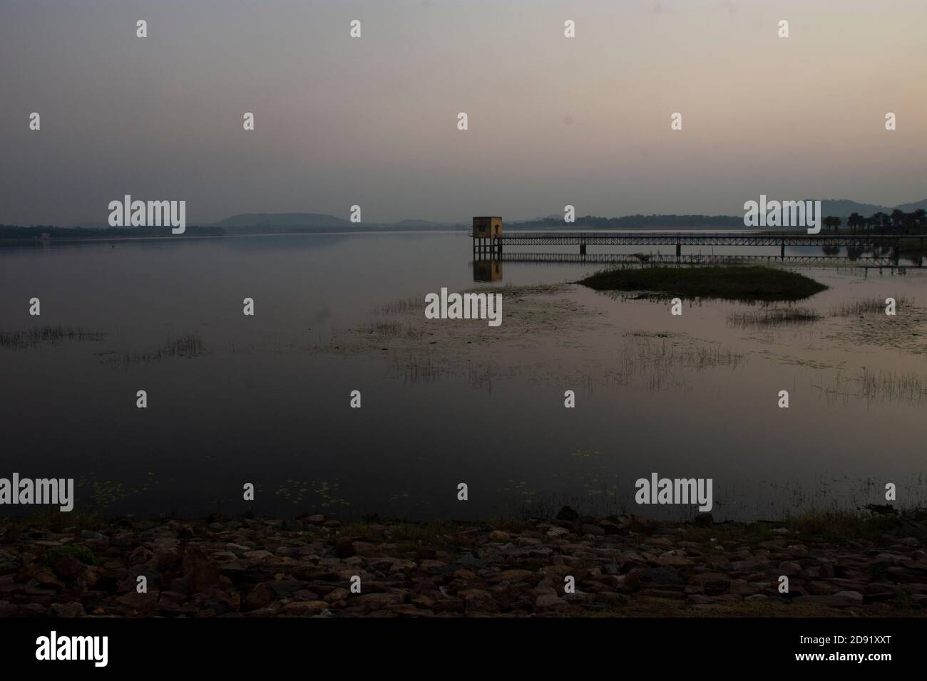 view of Baranti lake at time of sunset.Baranti is a small tribal ...