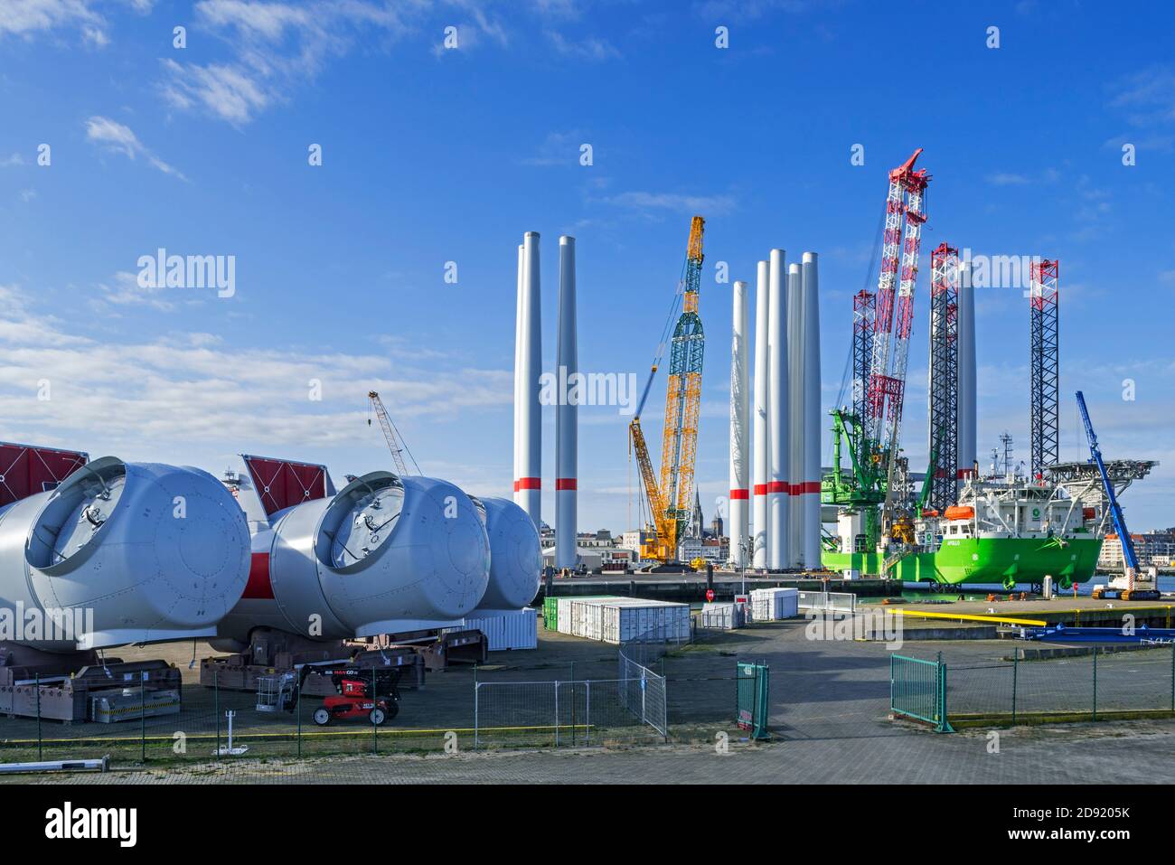 Installation vessel Apollo moored at REBO heavy load terminal in Ostend ...