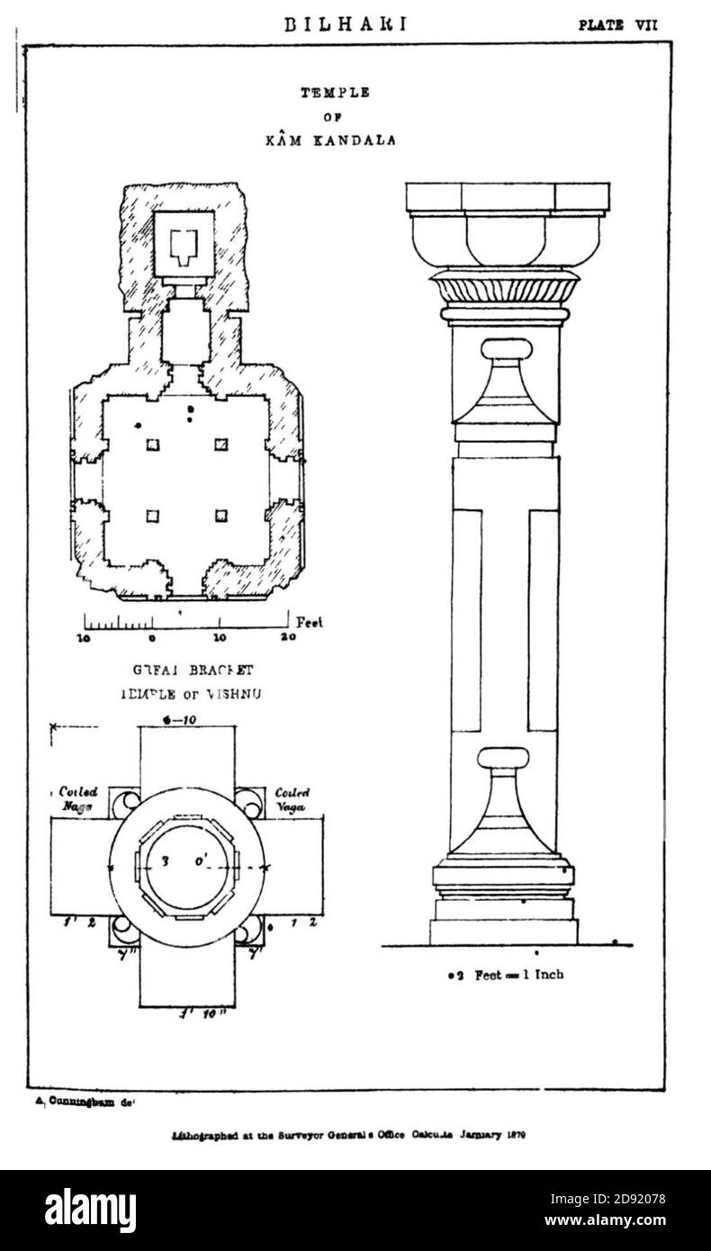 Kam Kandala Hindu temple plan, Bilhari, 1879 sketch Stock Photo - Alamy