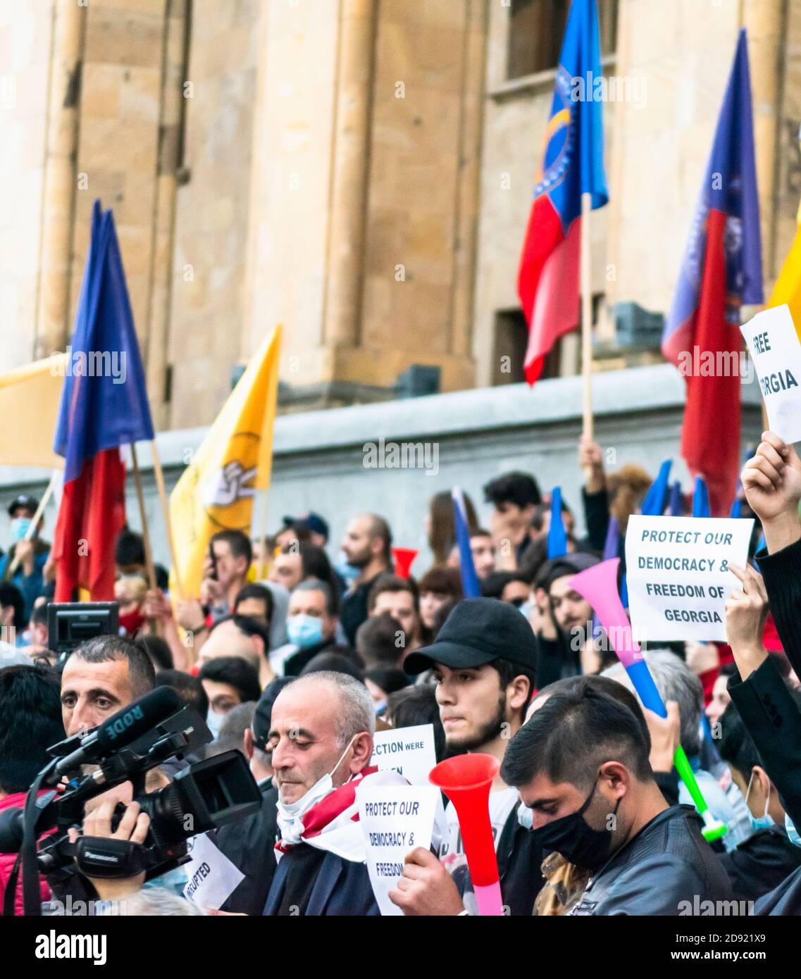 1 november, 2020. Tbilisi.Republic of Georgia. Crowd of people with ...