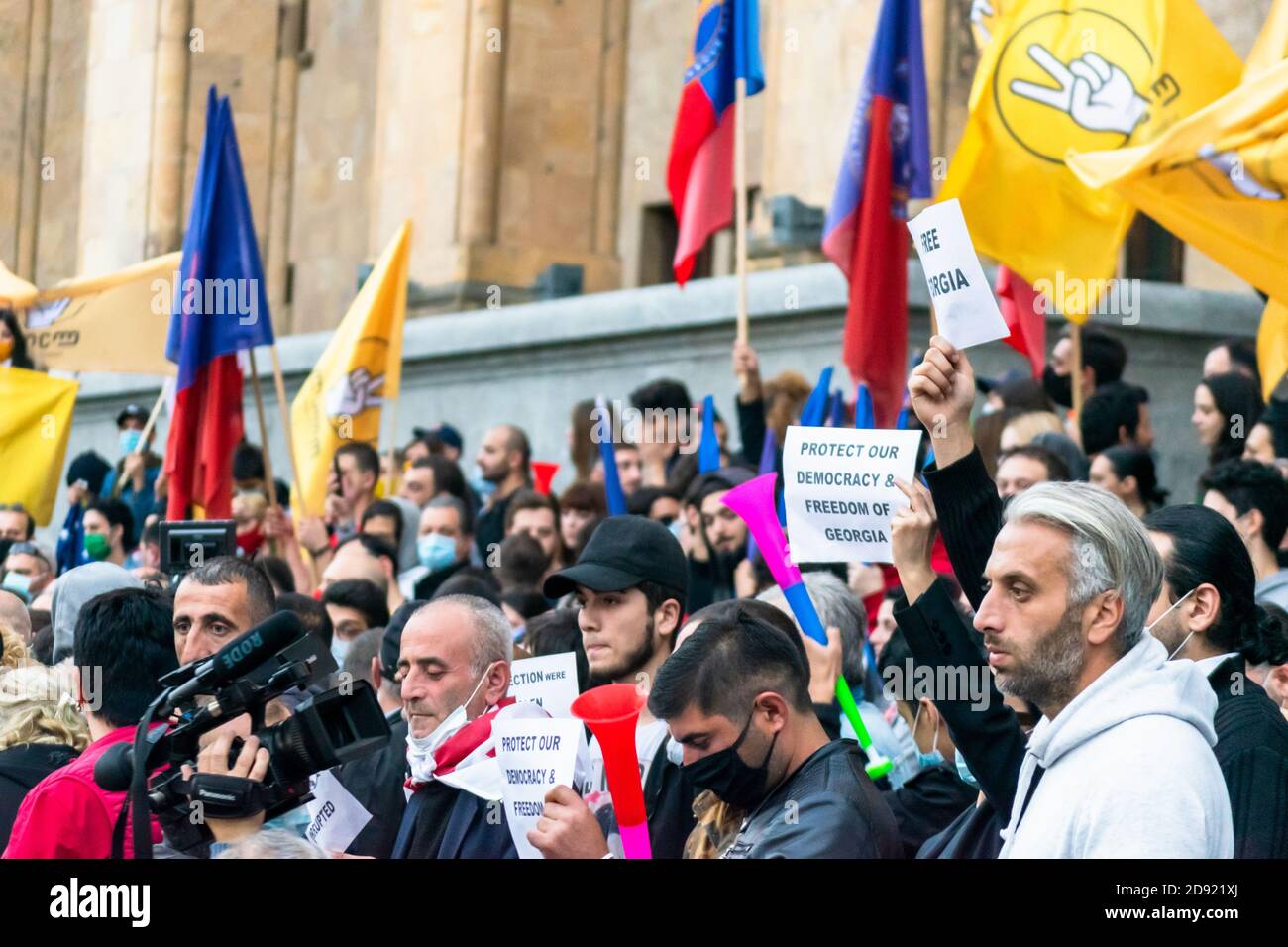 Georgian people protests against the government hi-res stock ...