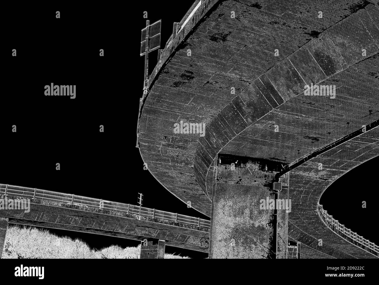 road flyover in negative black and white Stock Photo - Alamy