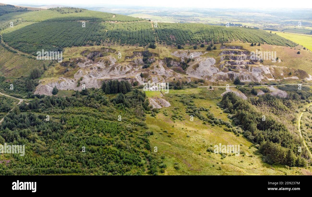 Aerial view of Rosebush Slate quarry Stock Photo - Alamy