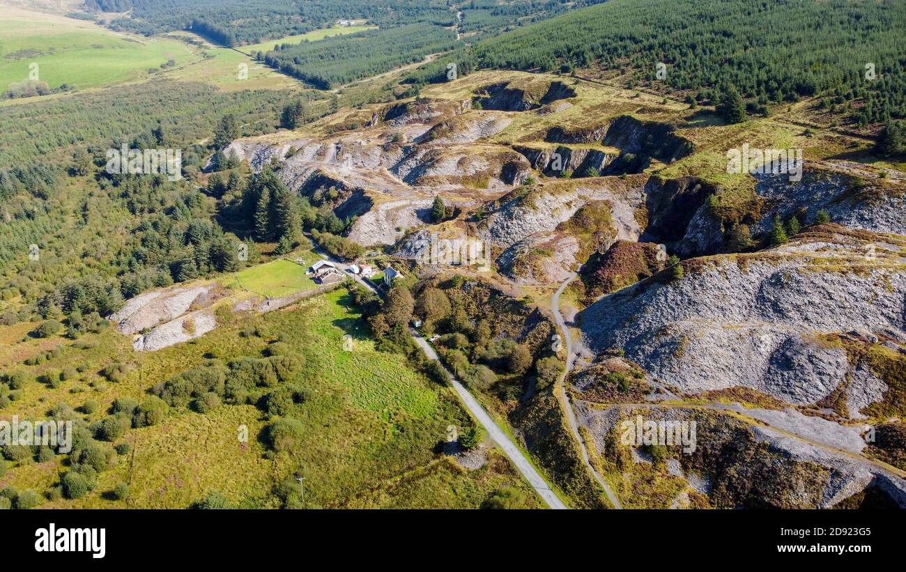 Aerial view of Rosebush Slate quarry Stock Photo - Alamy