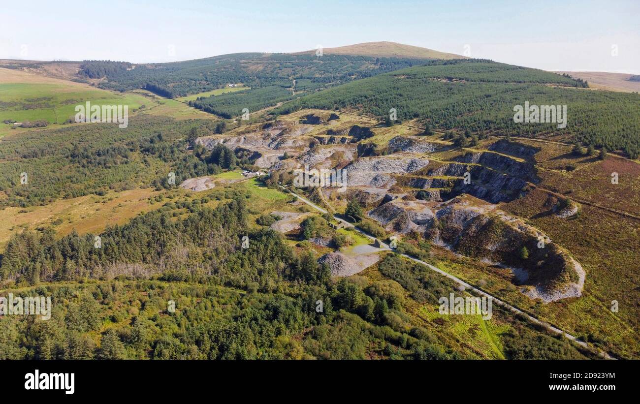Aerial view of Rosebush Slate quarry Stock Photo - Alamy