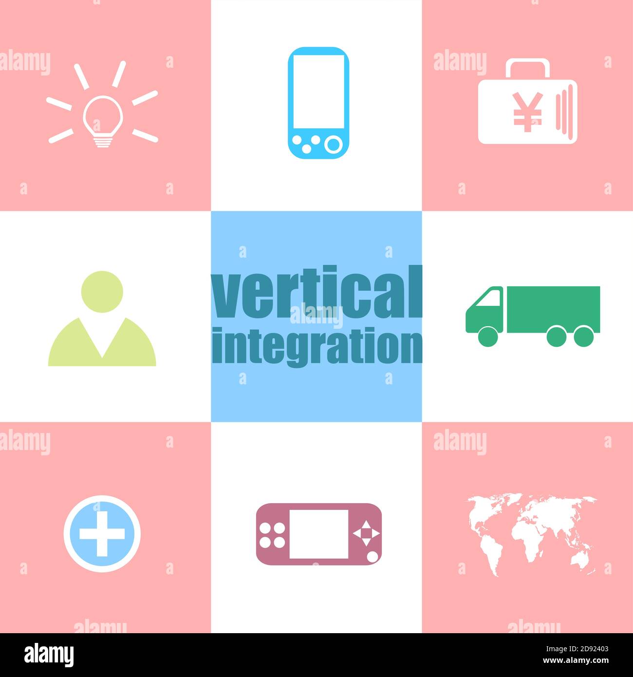 Business concept. words Vertical Integration . Infographic dashboard ui ...