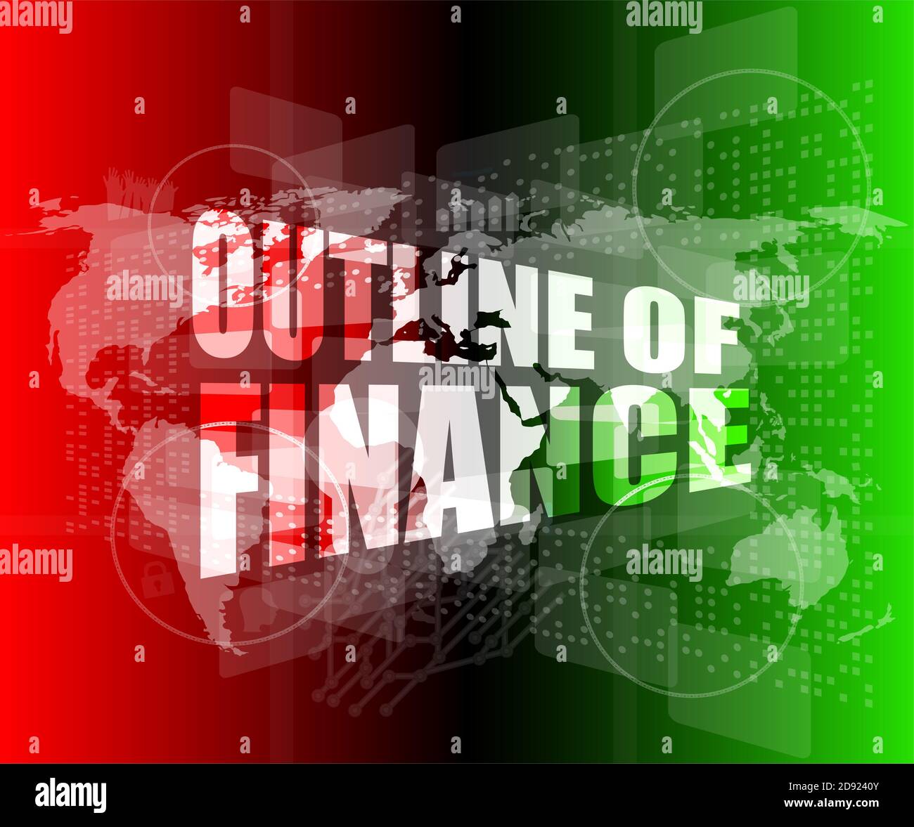outline of finance words on digital touch screen interface Stock Photo ...