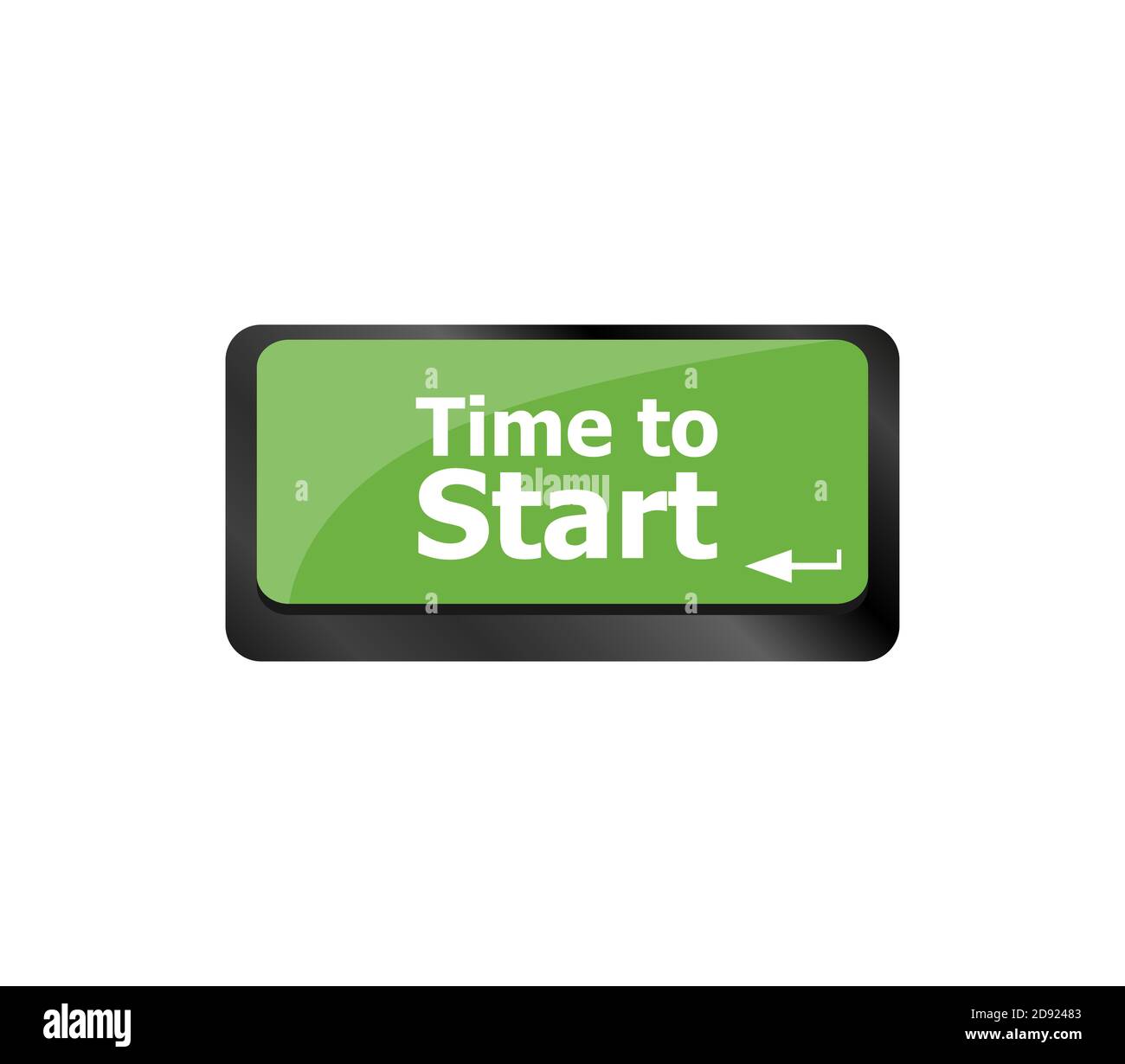 Time to start text button on keyboard keys Stock Photo - Alamy