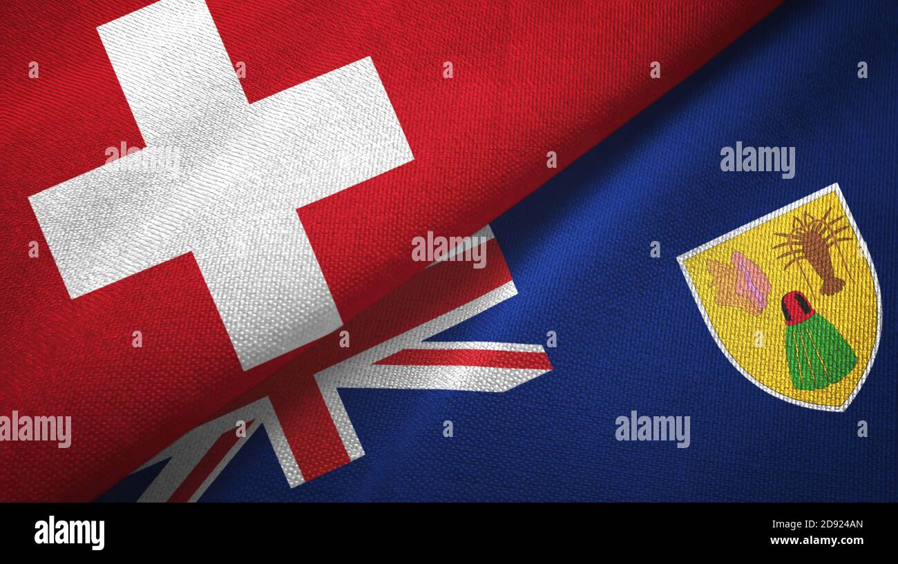 Switzerland and Turks and Caicos Islands two flags textile cloth ...