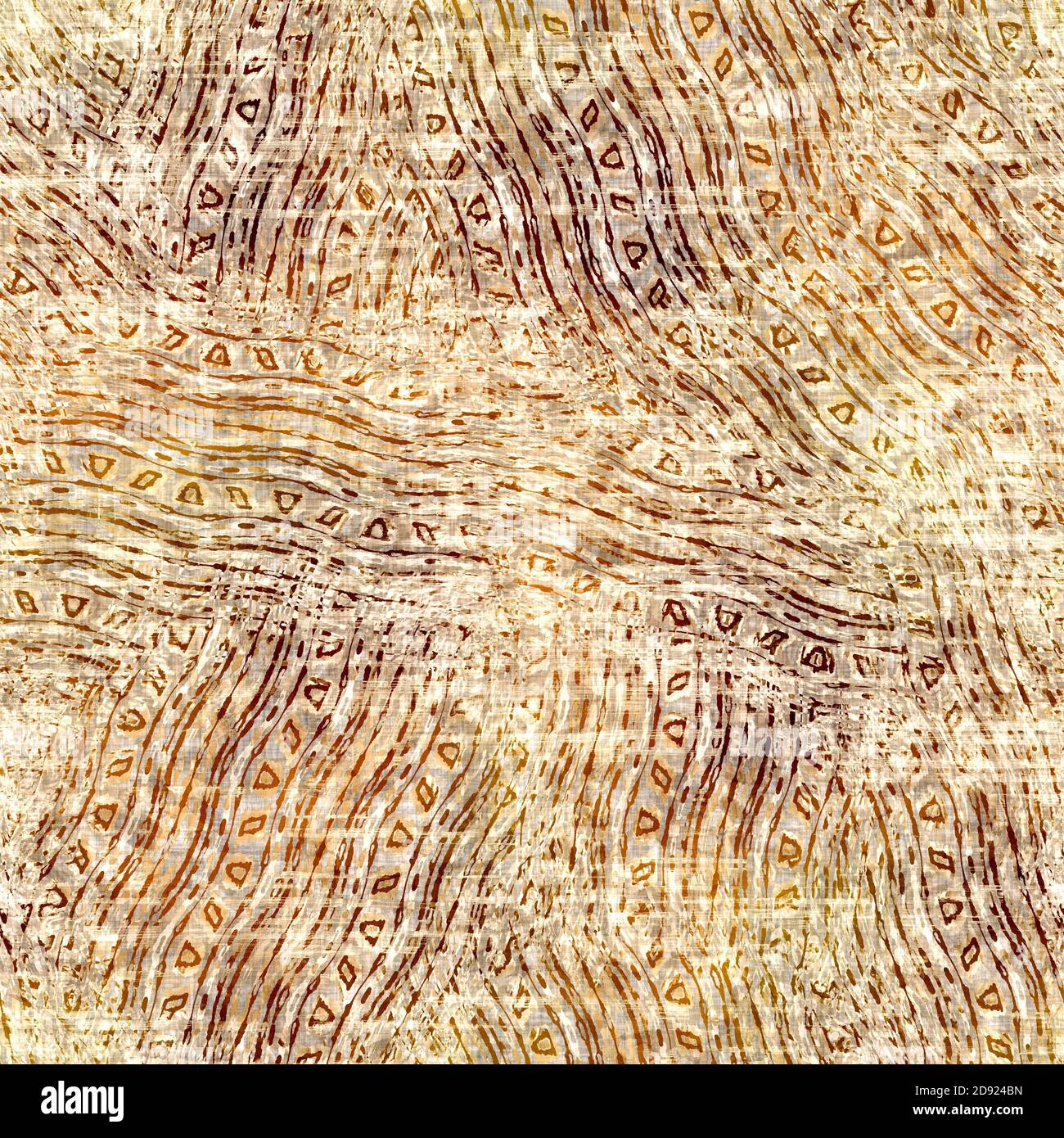 Seamless modern sepia brown blockprint collage print. Grunge watercolor ...