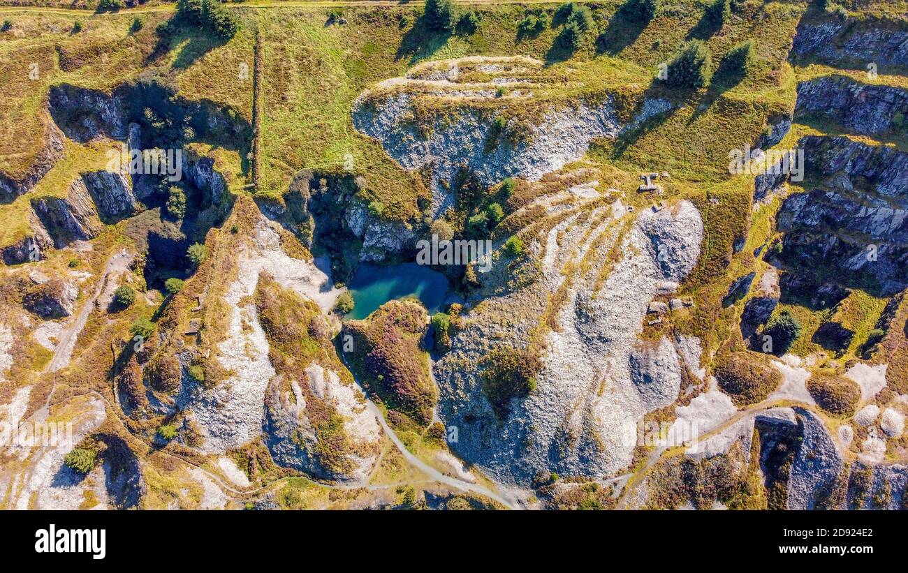 Aerial view of Rosebush Slate quarry Stock Photo - Alamy