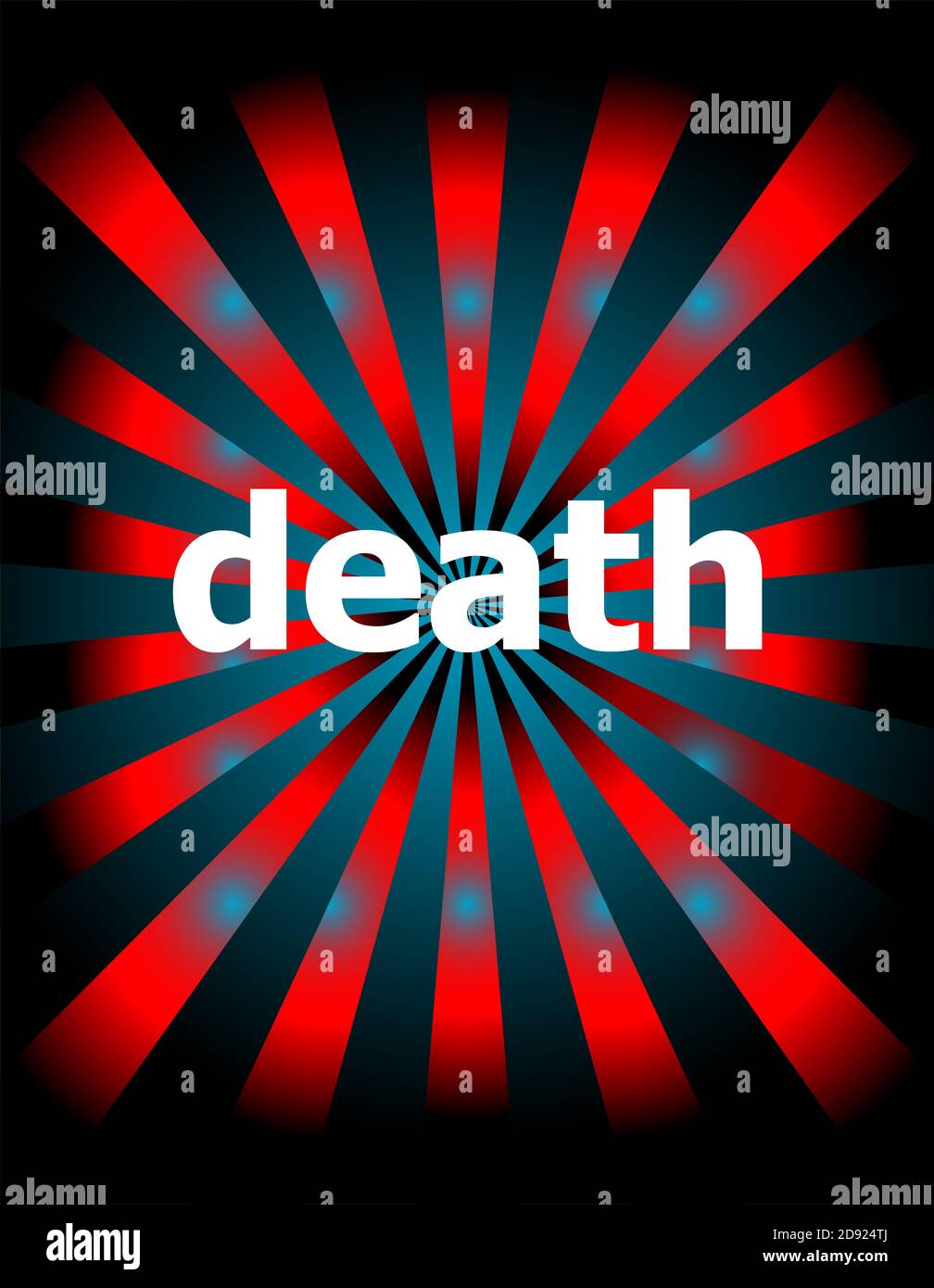 Text Death. Social concept . Vintage template with words and sunbeams ...
