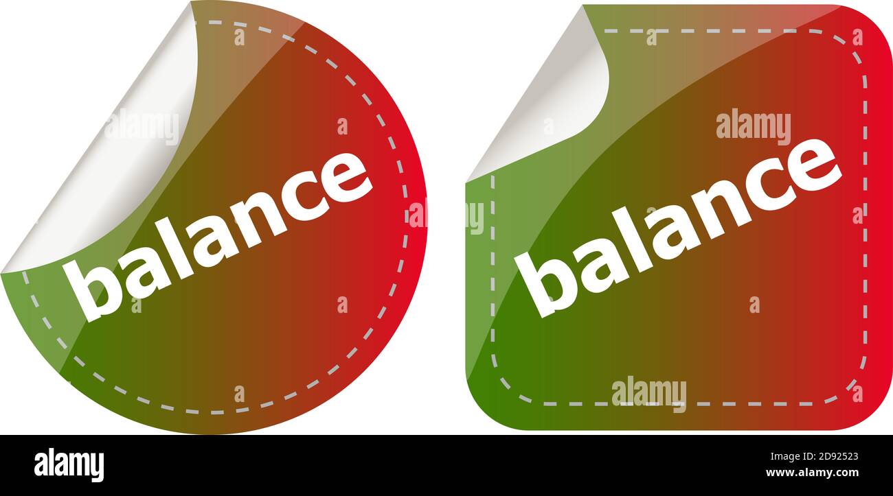 balance word on stickers button set, label, business concept Stock ...