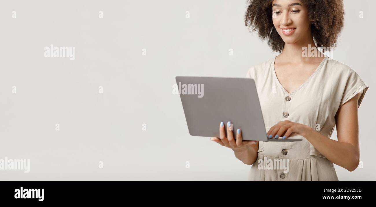 Surfing on internet, work remotely and communicate online Stock Photo ...