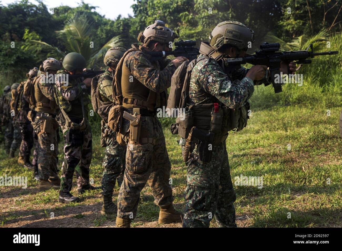 KAMANDAG 3 - US and Philippine Marine Soldiers firing ARs Stock Photo ...