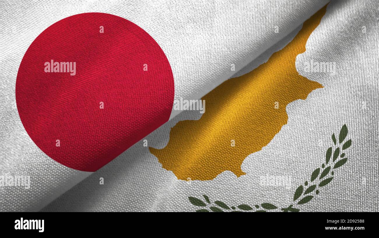Japan and Cyprus two flags textile cloth, fabric texture Stock Photo ...