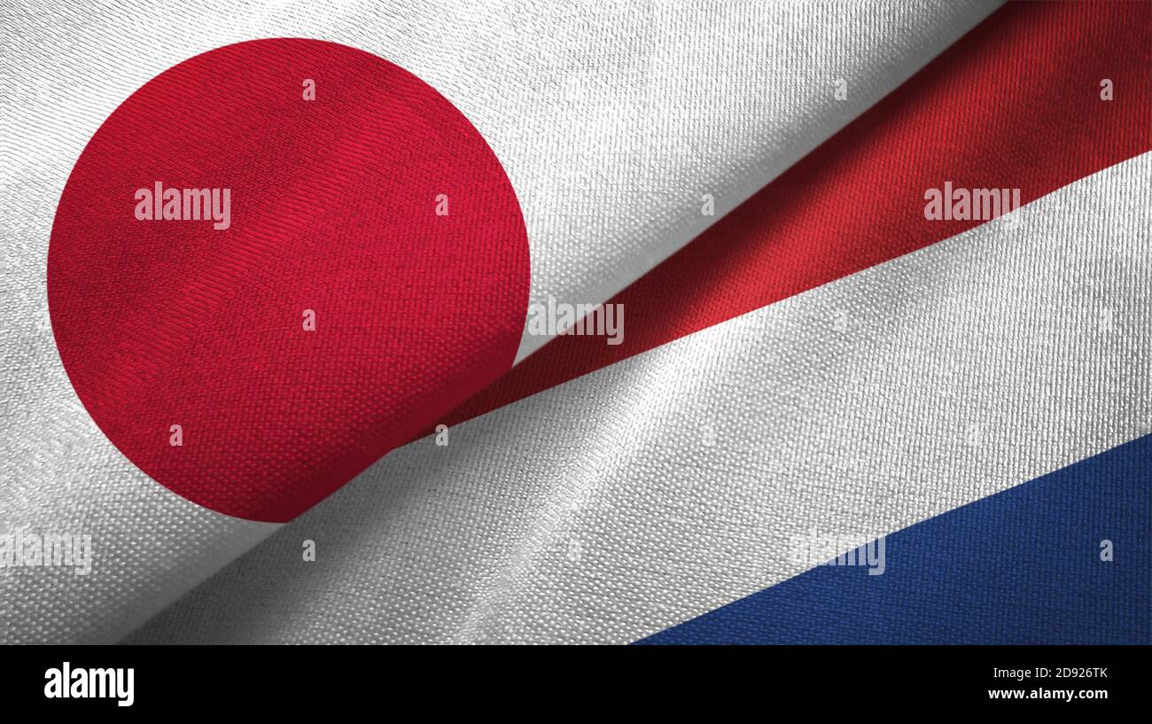 Japan and Netherlands two flags textile cloth, fabric texture Stock ...