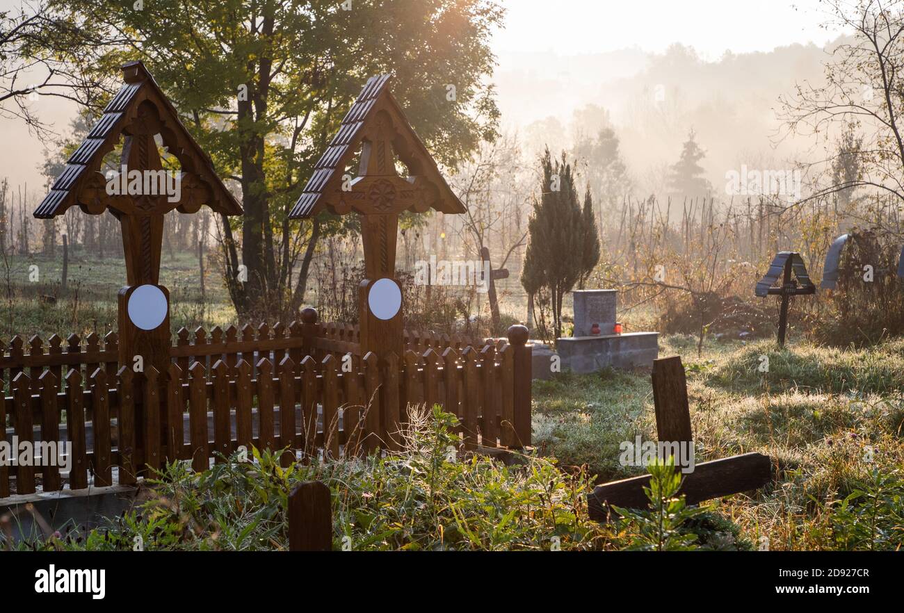 traditional cemetery in Maramures Romania Stock Photo - Alamy