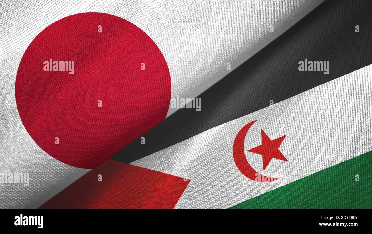 Japan and Western Sahara two flags textile cloth, fabric texture Stock ...