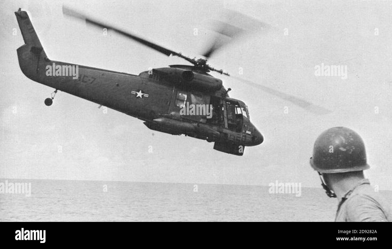 Kaman HH-2C Seasprite of HC-7 in flight over the Gulf of Tonkin, in ...